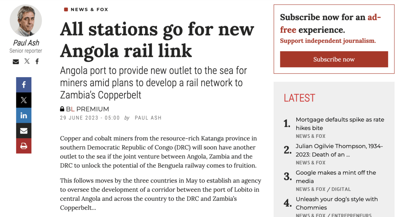 All stations go for new Angola rail link | Traxtion