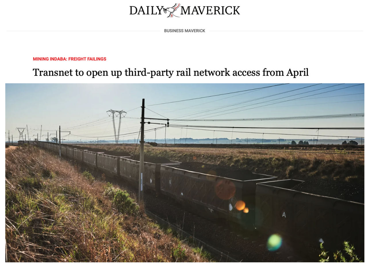 Transnet to open up third-party rail network access from April ...
